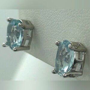 Jewelry | Genuine Sky Blue Topaz 925 Sterling Silver Stud Earrings ...